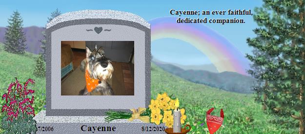 Cayenne's Rainbow Bridge Pet Loss Memorial