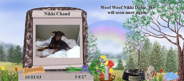 Nikki Chand's Rainbow Bridge Pet Loss Memorial